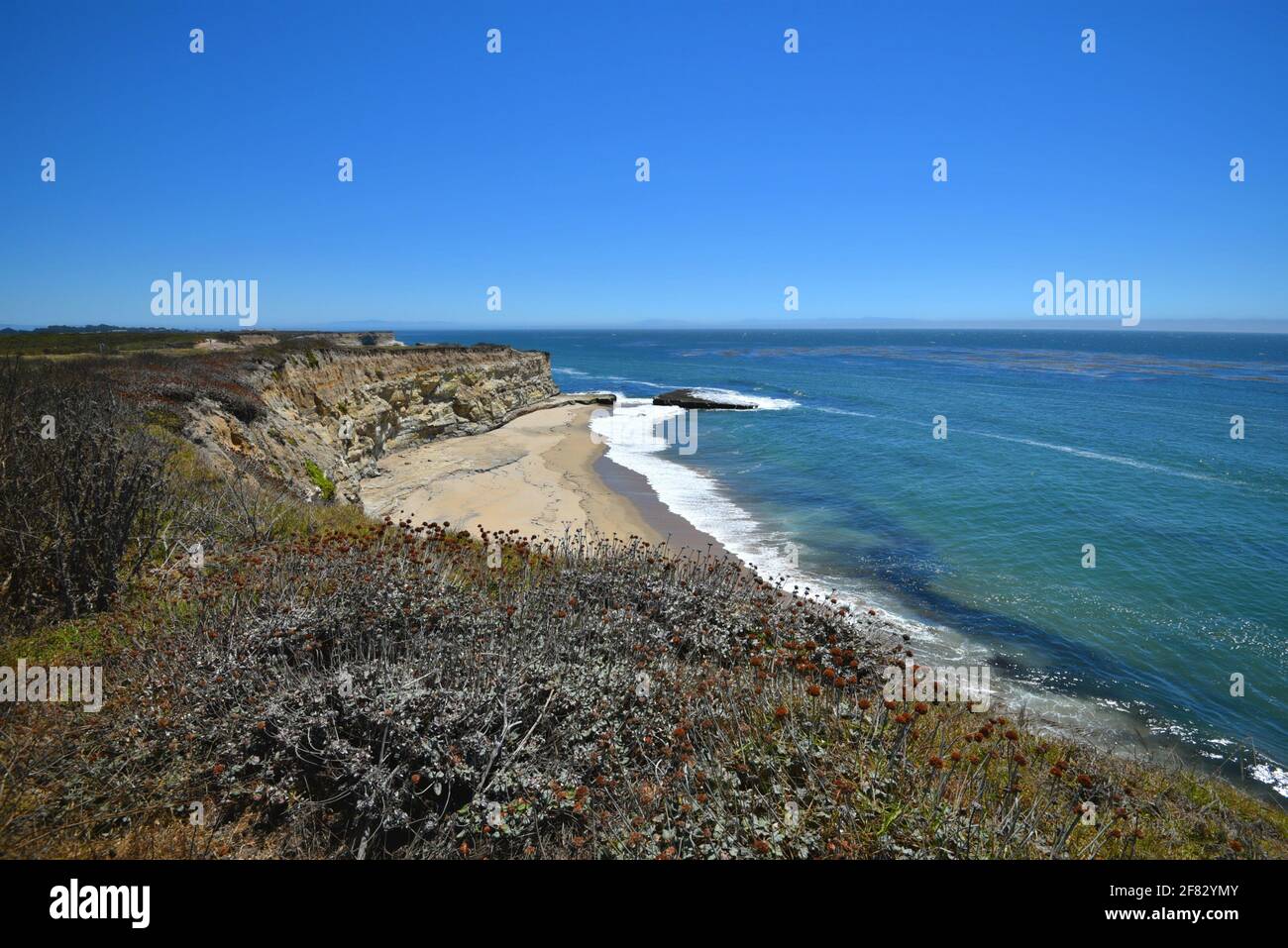 Scenic seascape with an isolated sandy beach at Wilder Ranch State Park ...