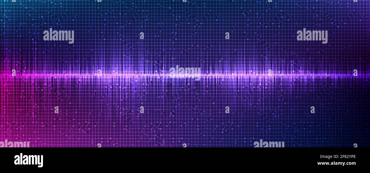 Light Digital Sound Wave on Purple Background,Technology Wave concept ...