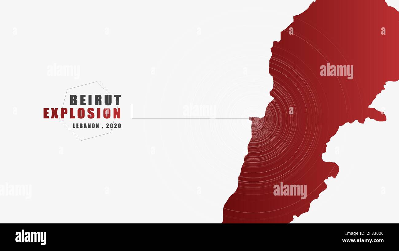 Beirut explosion Message with Map on Gray background; design for News ...