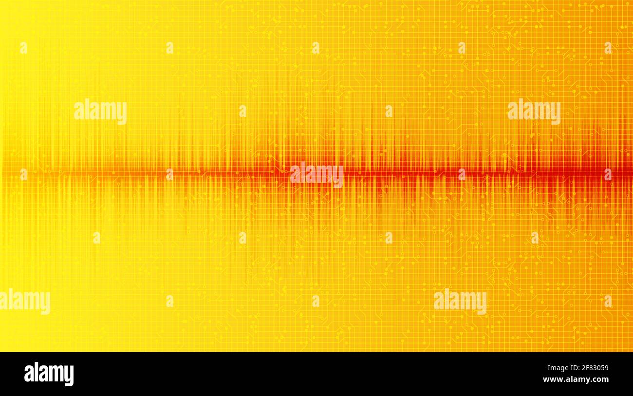 Minimall Sound Wave Low and Hight richter scale on Yellow Background ...