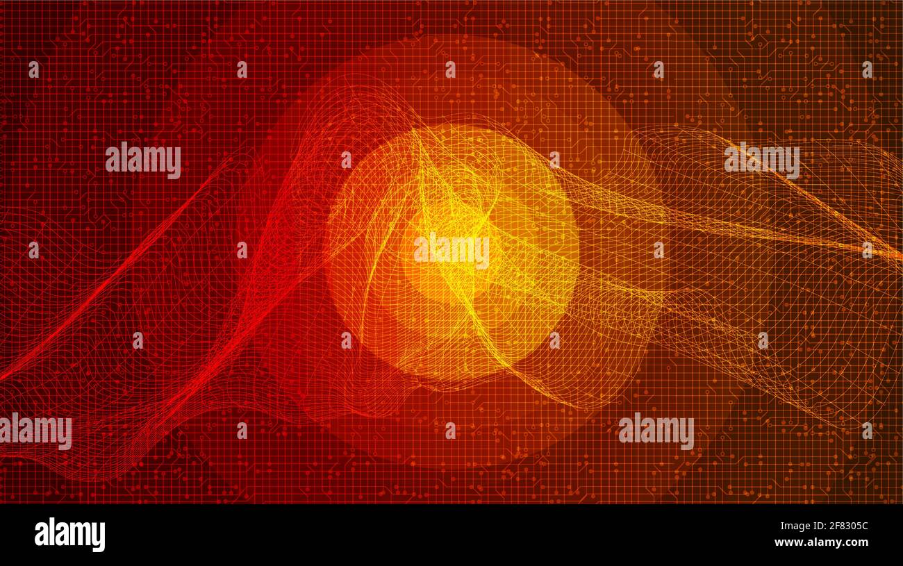 Circle Orange Digital Sound Wave,technology and earthquake wave concept ...