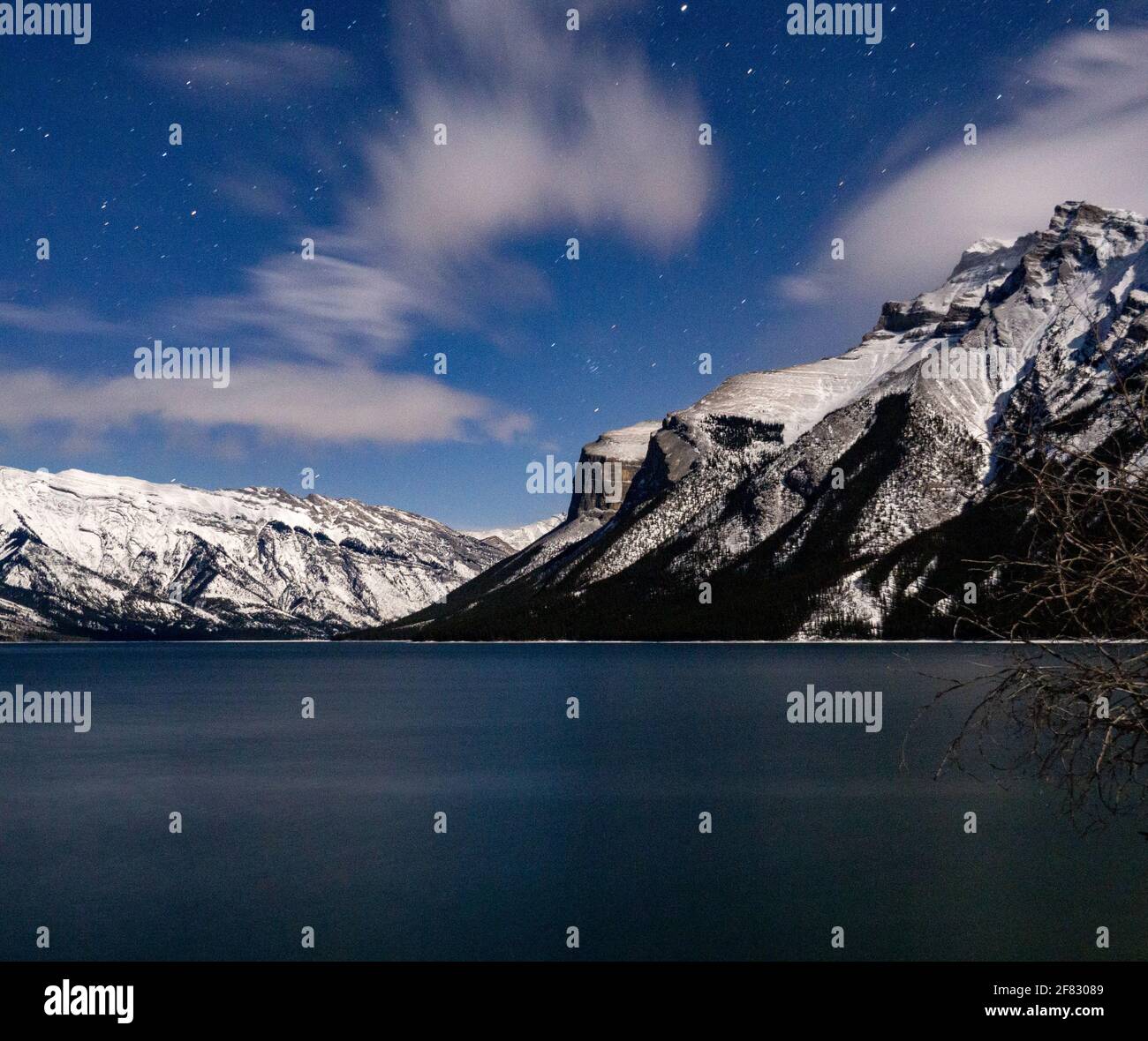 Moonlight snow mountains hi-res stock photography and images - Alamy