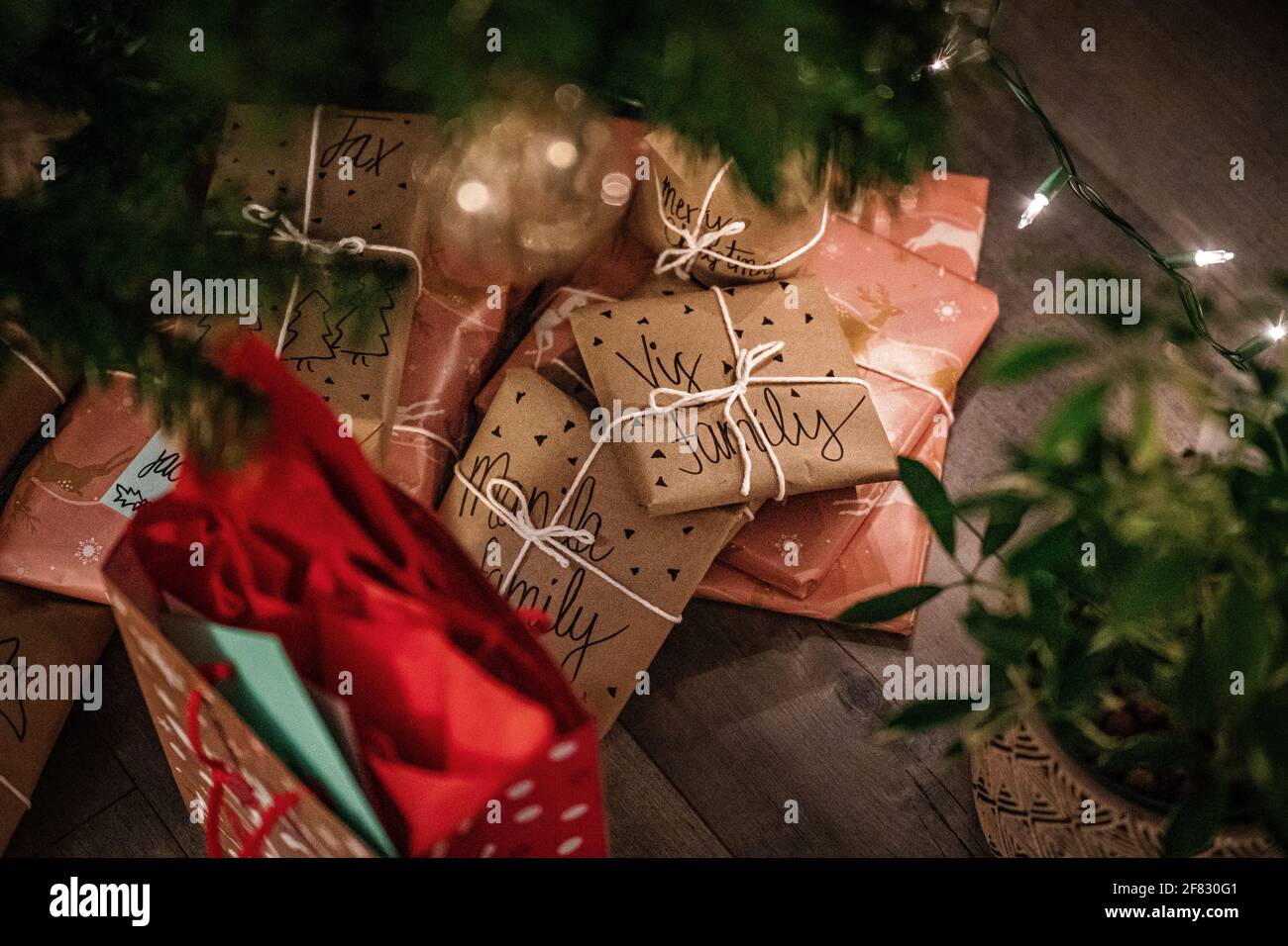 The Christmas presents under the tree Stock Photo - Alamy
