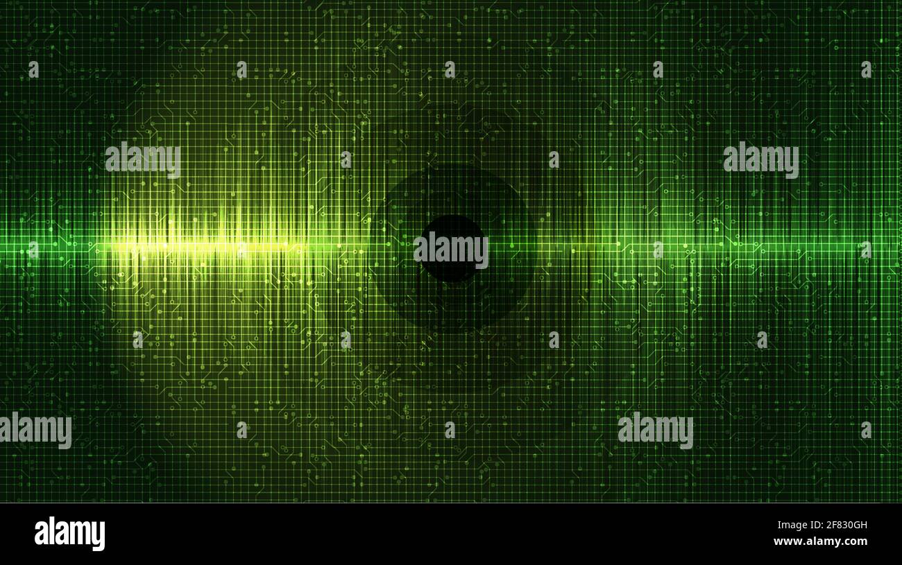 Green Digital Sound Wave Background with Circle Vibration,technology ...