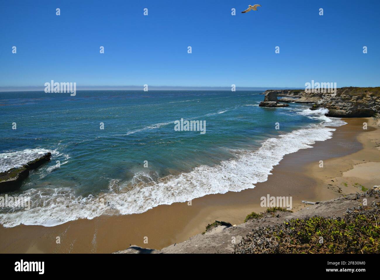 Scenic seascape with an isolated sandy beach at Wilder Ranch State Park ...