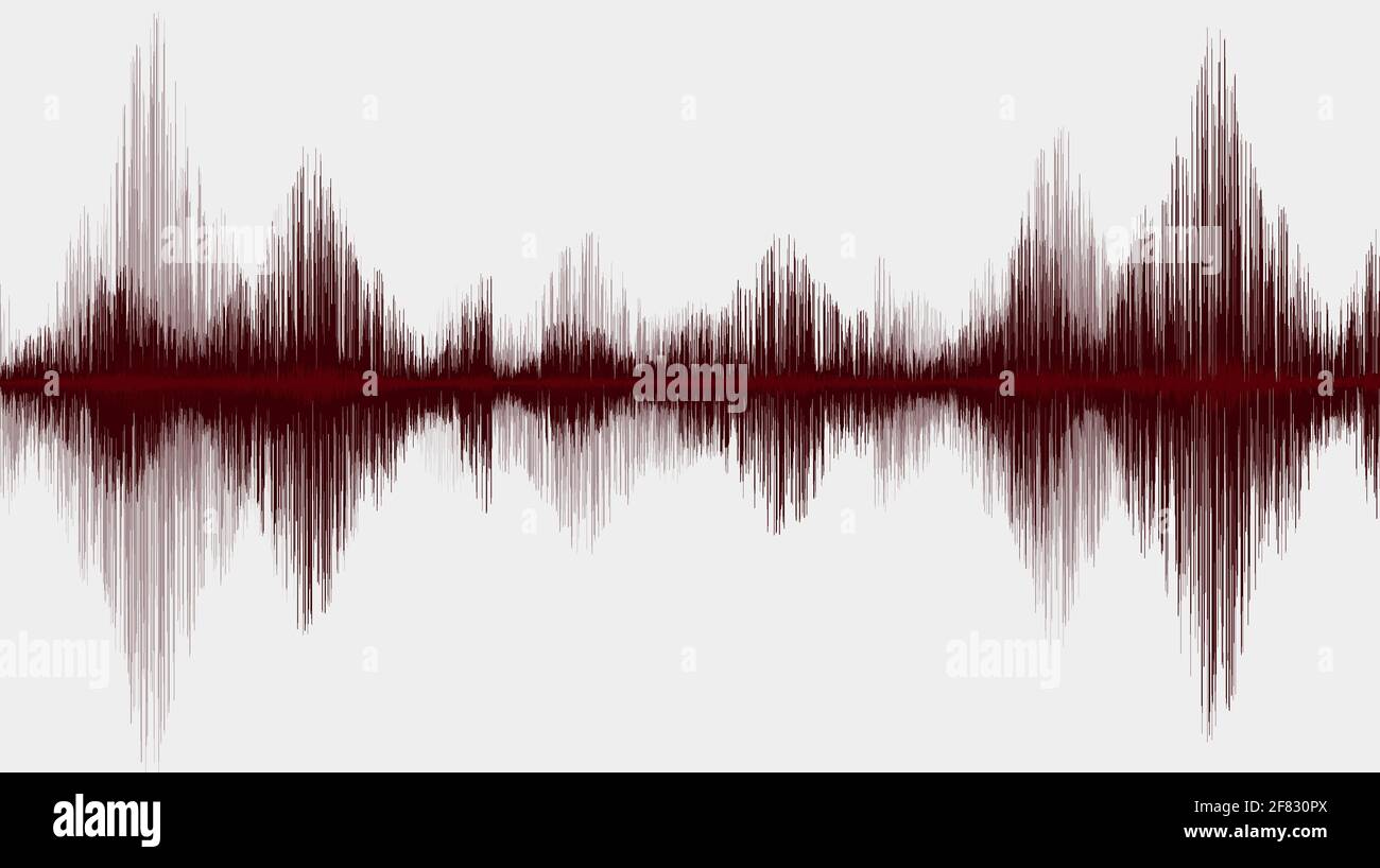 Waving Red Digital Sound Wave on white Background,technology and ...