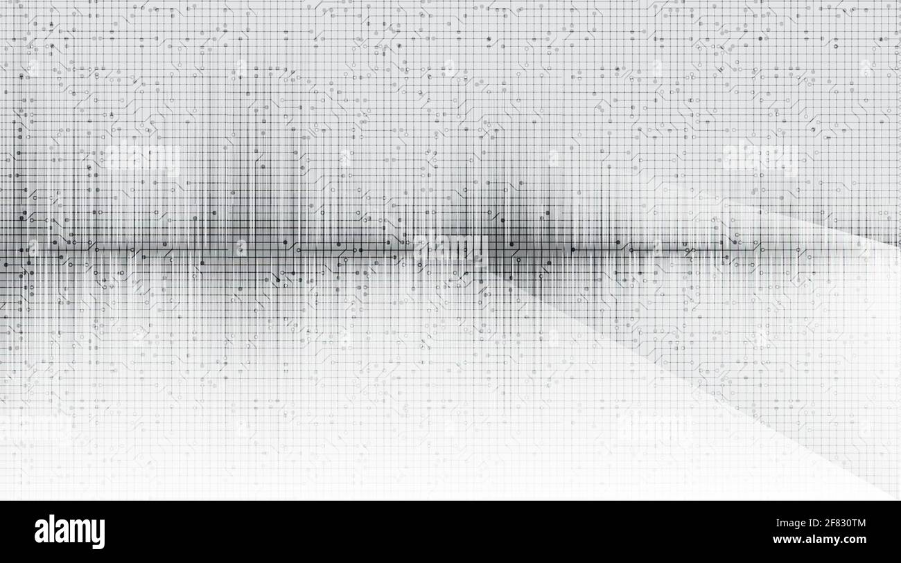Black Sound wave line on White technology background,Digital Sound Wave ...