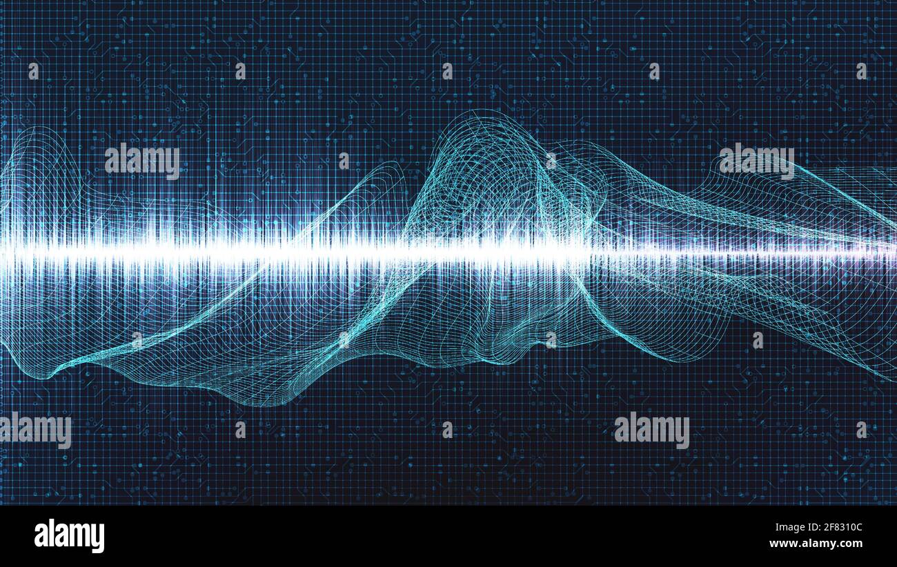 Dark Digital Sound Wave on Blue Background,technology and earthquake ...