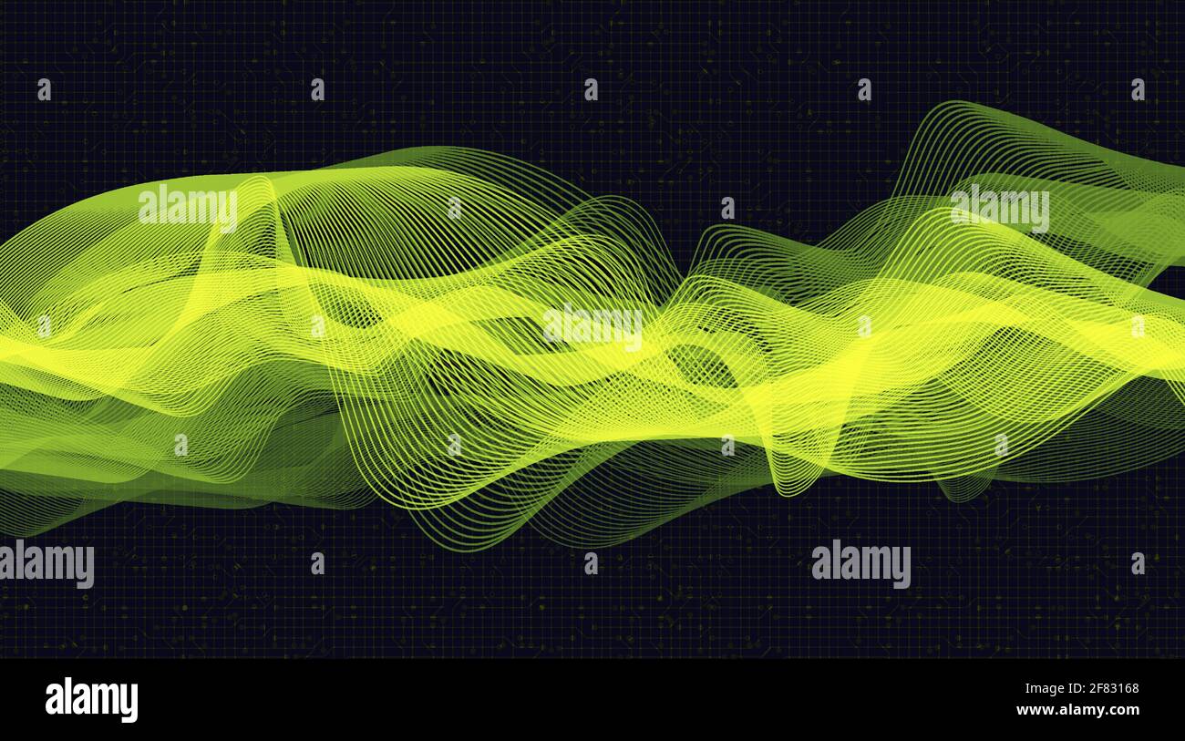 Futuristic Green Digital Sound Wave Background,technology and ...