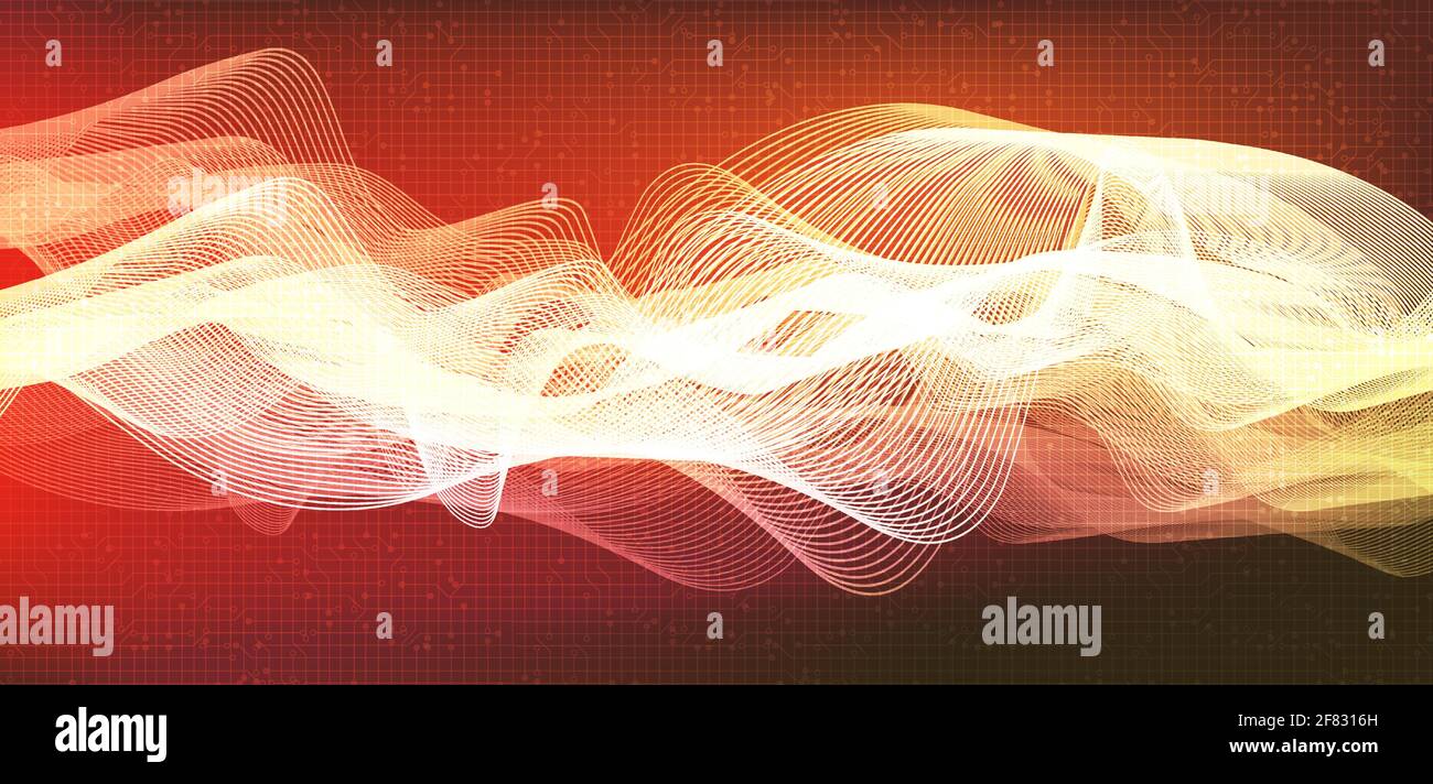 Modern Digital Sound Wave on Red Background,technology and earthquake ...