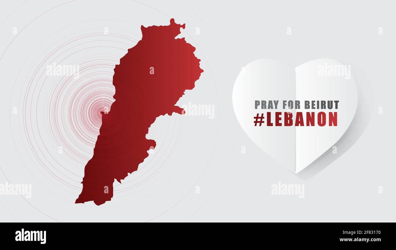 Pray for Beirut Lebanon Message with Map on Gray background; design for ...