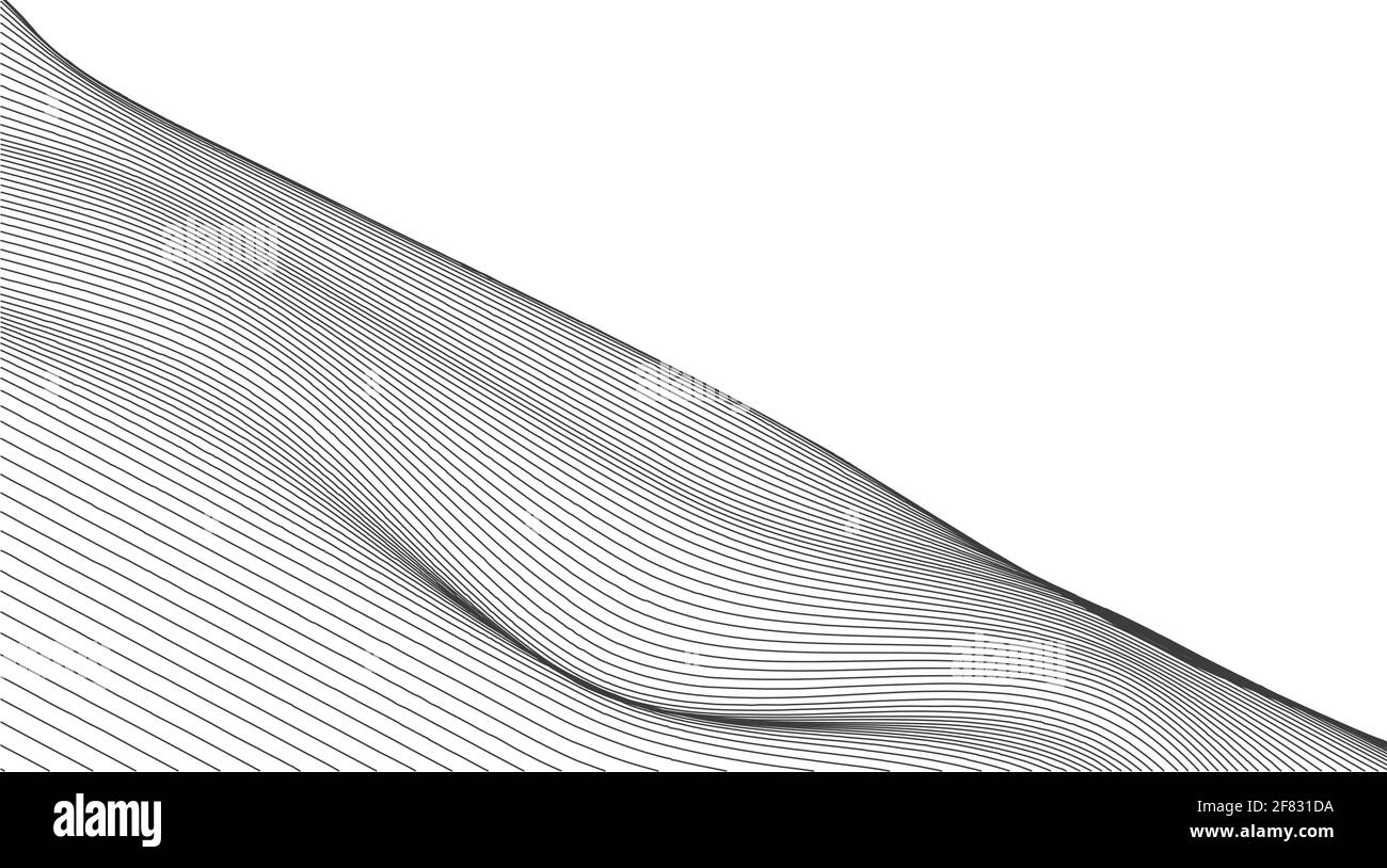 Black Dynamic line on White background,Digital Sound Wave concept ...