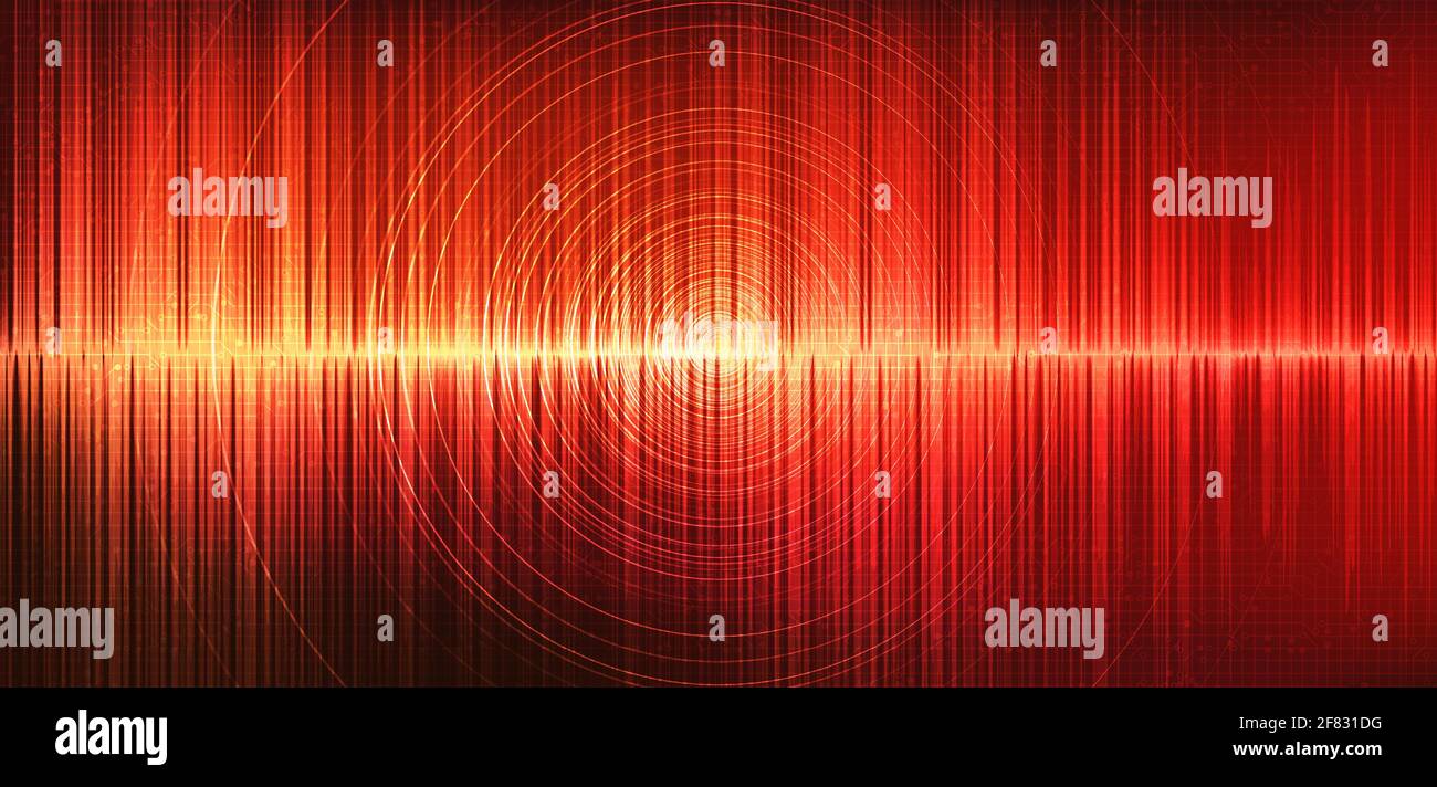 Red Digital Sound Wave and earthquake wave,on Red Background,design for ...