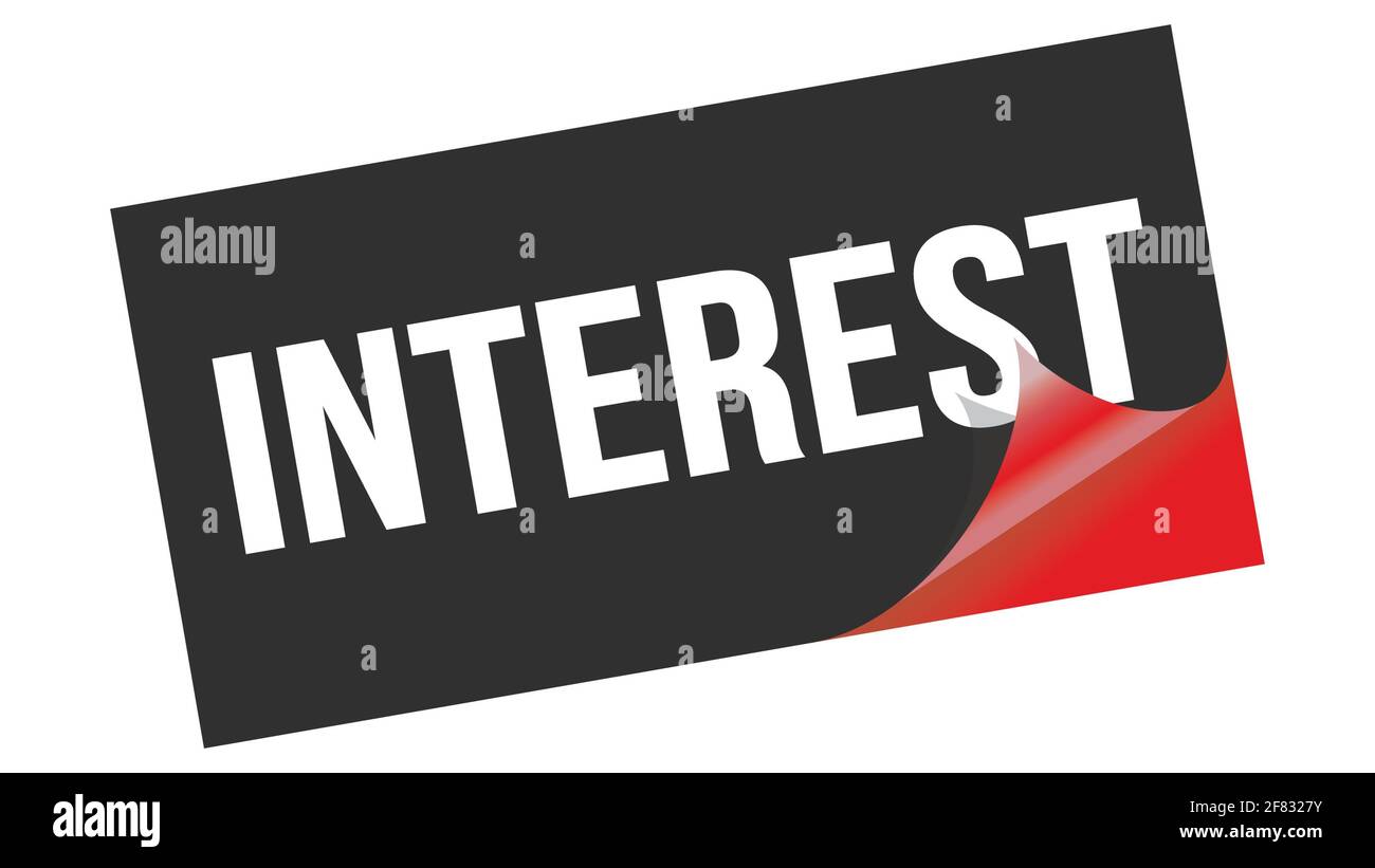 INTEREST text written on black red sticker stamp Stock Photo - Alamy