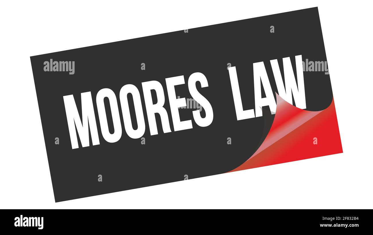 MOORES LAW text written on black red sticker stamp Stock Photo - Alamy