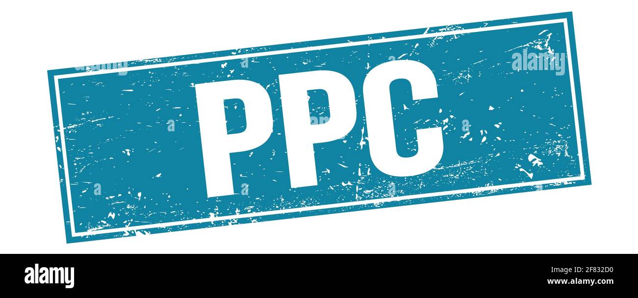 PPC text on blue grungy rectangle stamp sign Stock Photo - Alamy