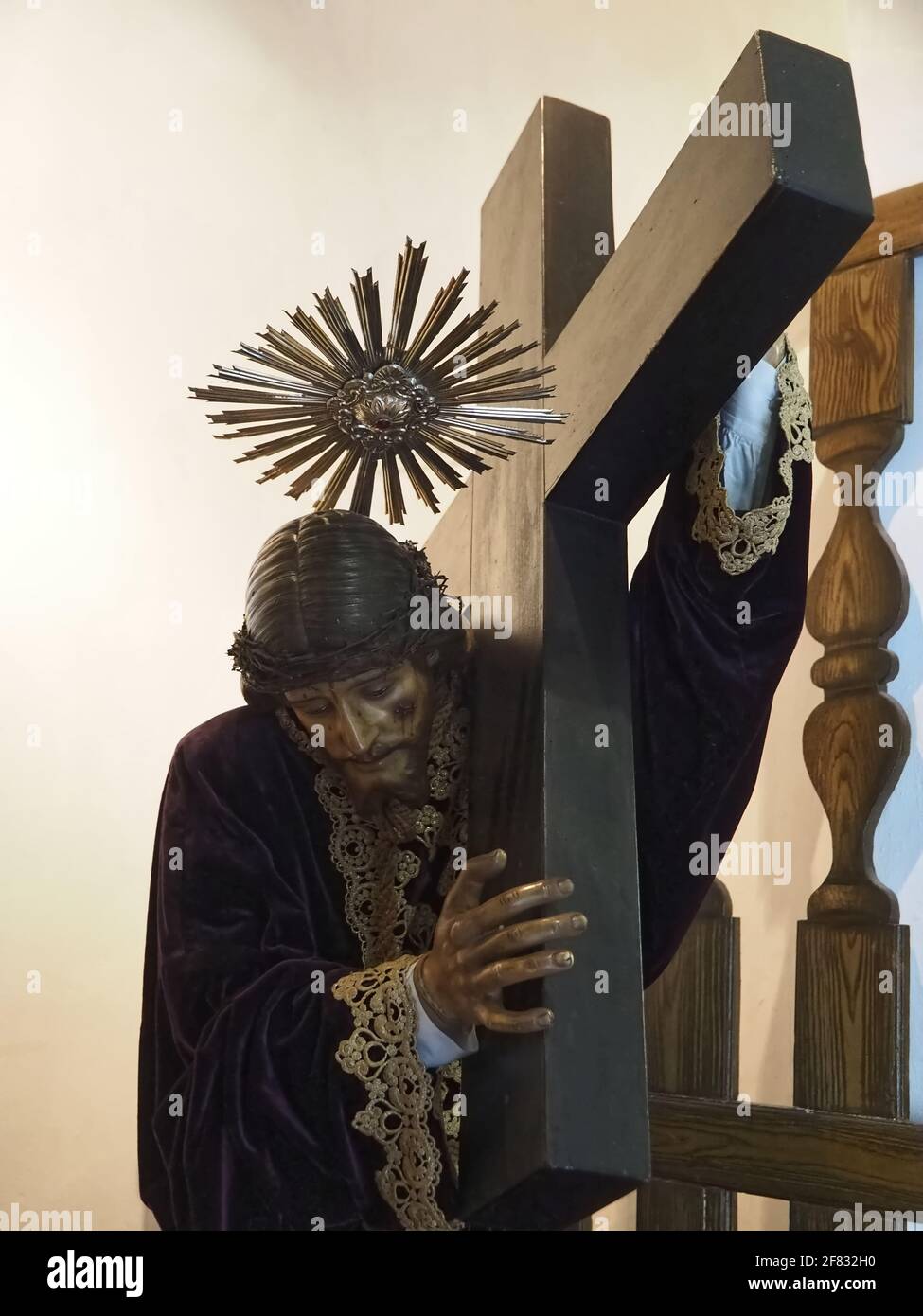 Jesus sculpture with a cross inside Portuguese church Igreja Matriz da ...