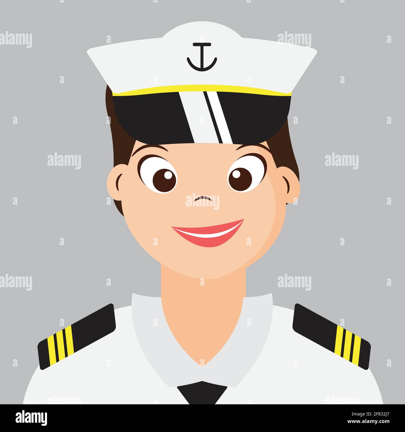 Woman Naval With Navy uniform,Smiling Cartoon character design,vector ...