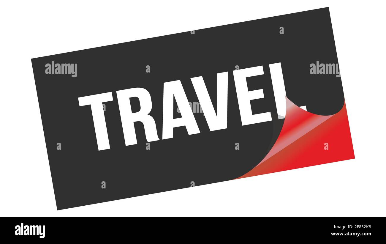 TRAVEL text written on black red sticker stamp Stock Photo - Alamy