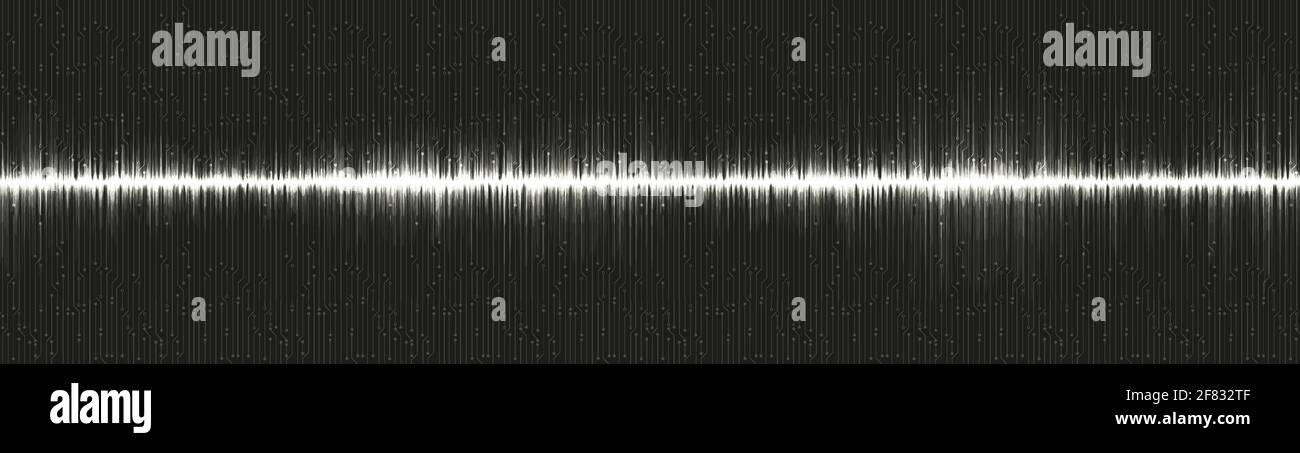 Panorama Black and white Sound Wave Background,technology and ...