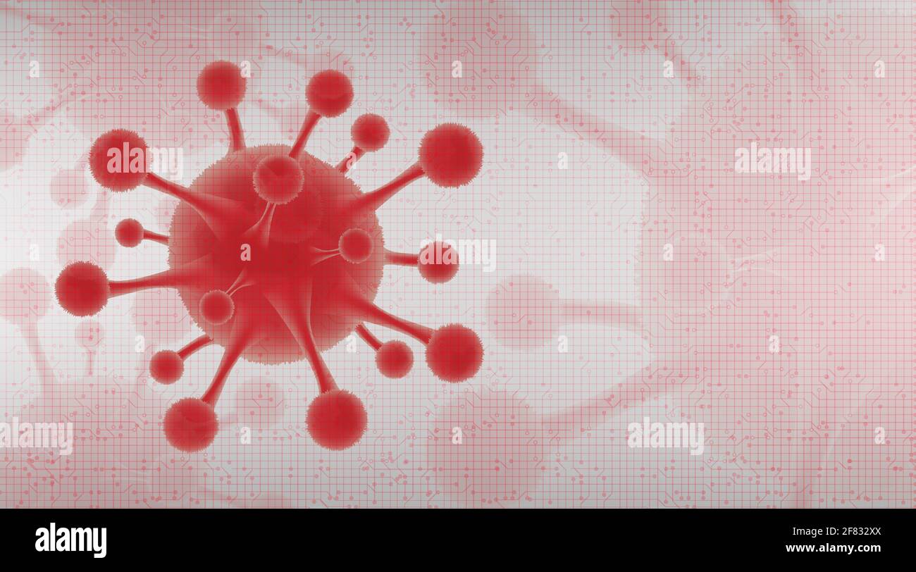 Close-up Red Coronavirus 2019-nCoV Outbreak on Technology background ...