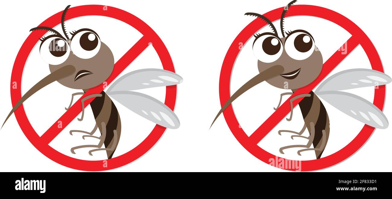 Vector Warning and Anti Mosquito Sign,Cartoon Character design,Cute and ...