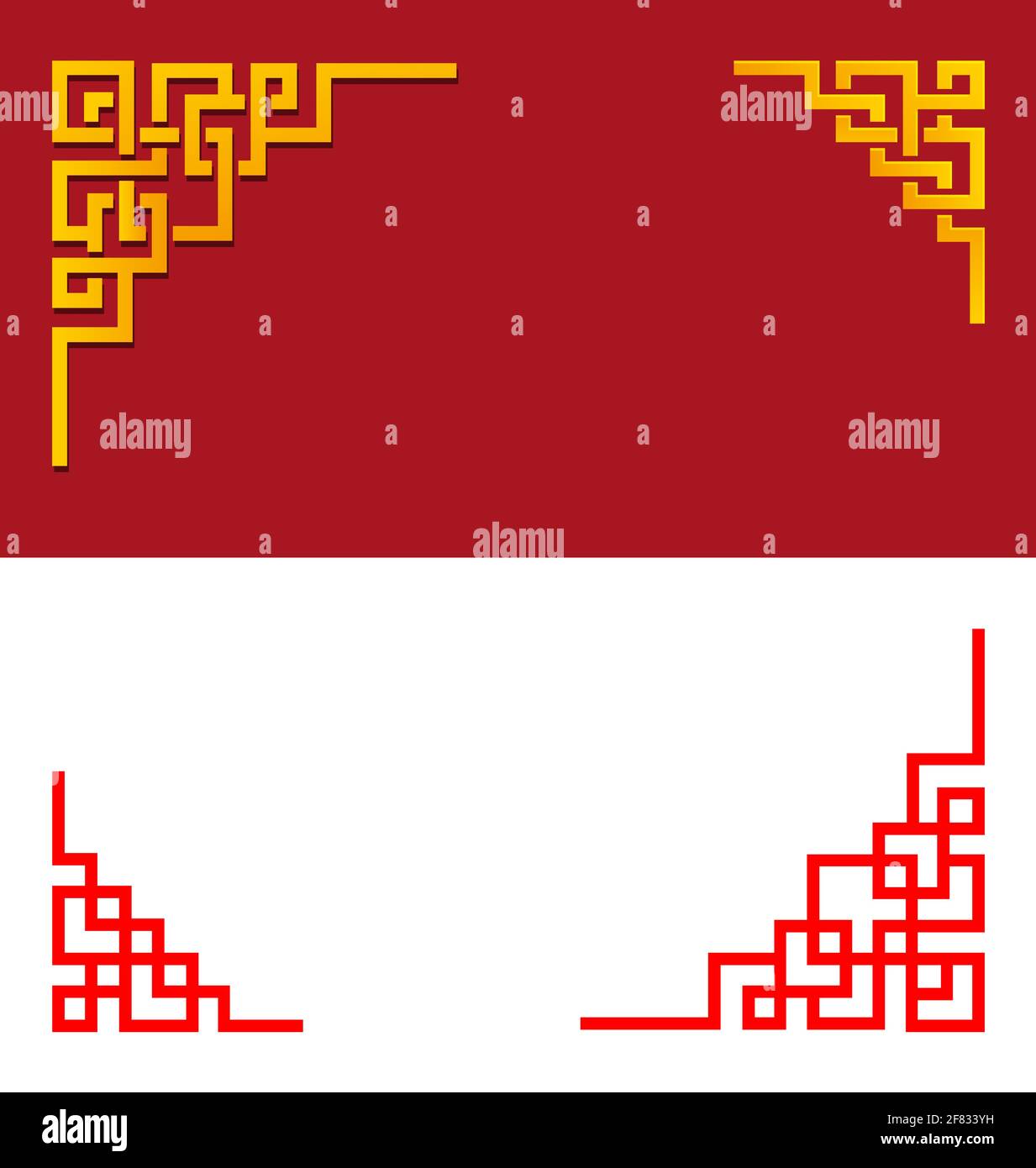 Set of Chinese line corner element in vector art design Stock Vector ...