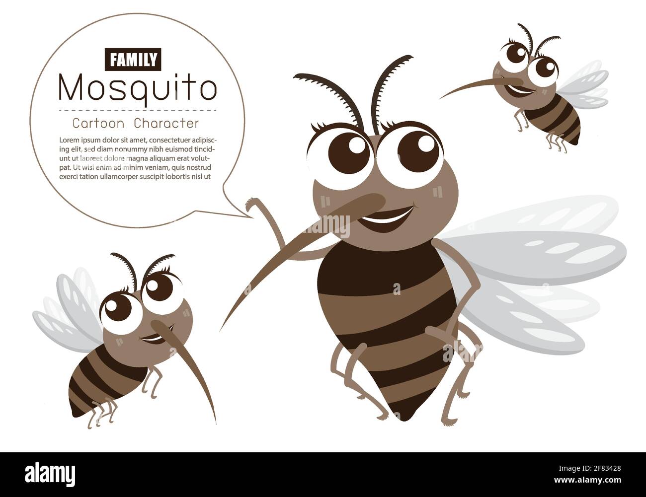 Vector Mosquito Family Cartoon Character design; Cute style concept ...