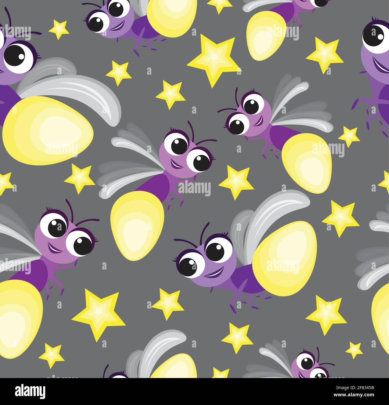 Vector Seamless pattern firefly Cartoon Characterwith star design Cute ...