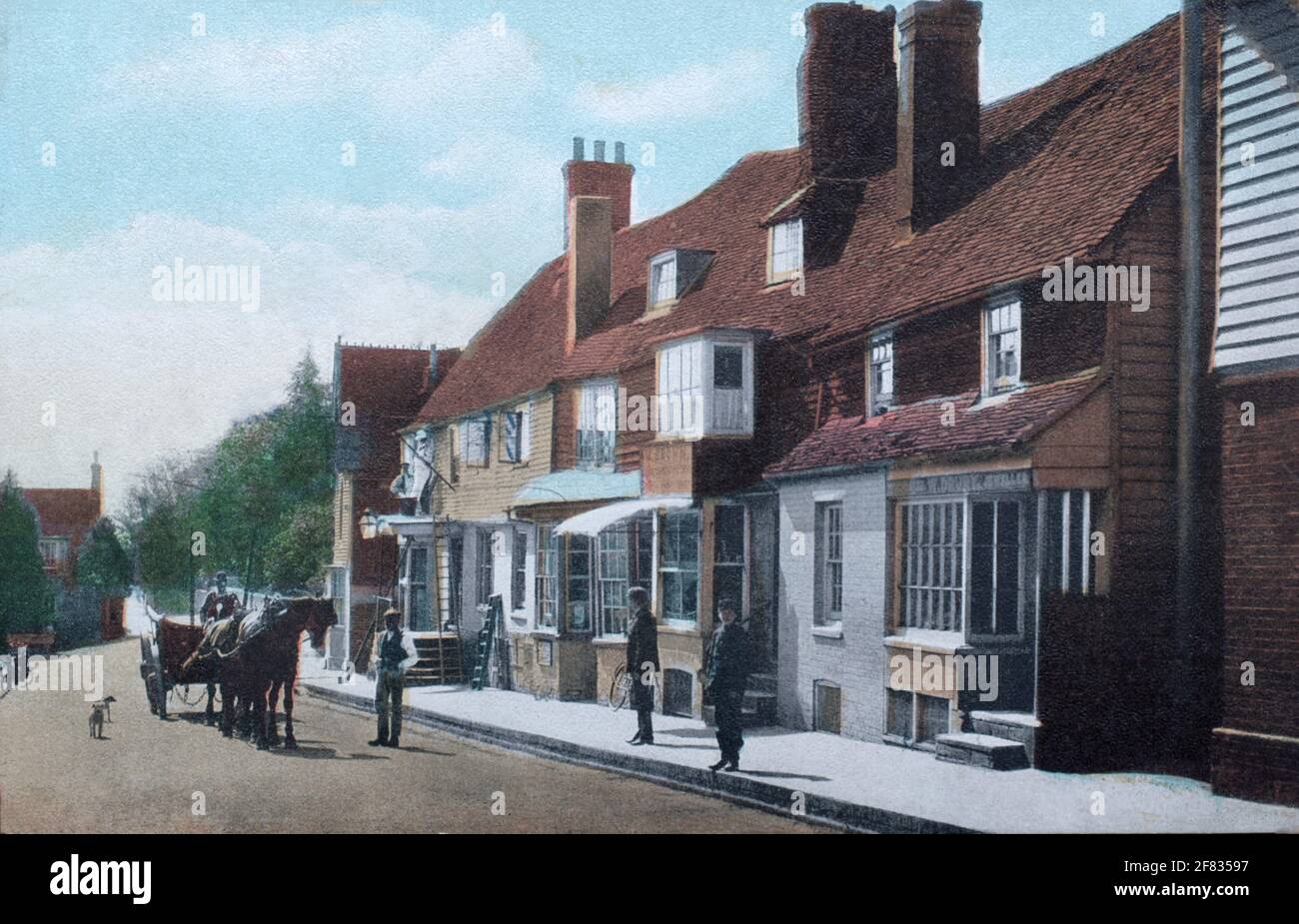 A historical view of the High Street in Mayfield, Sussex, England, UK ...