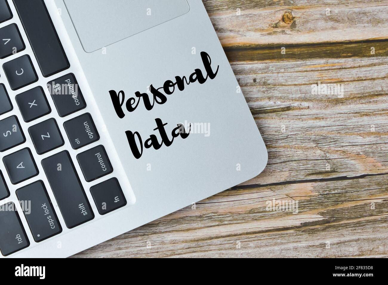 Top view of laptop written with text PERSONAL DATA Stock Photo - Alamy