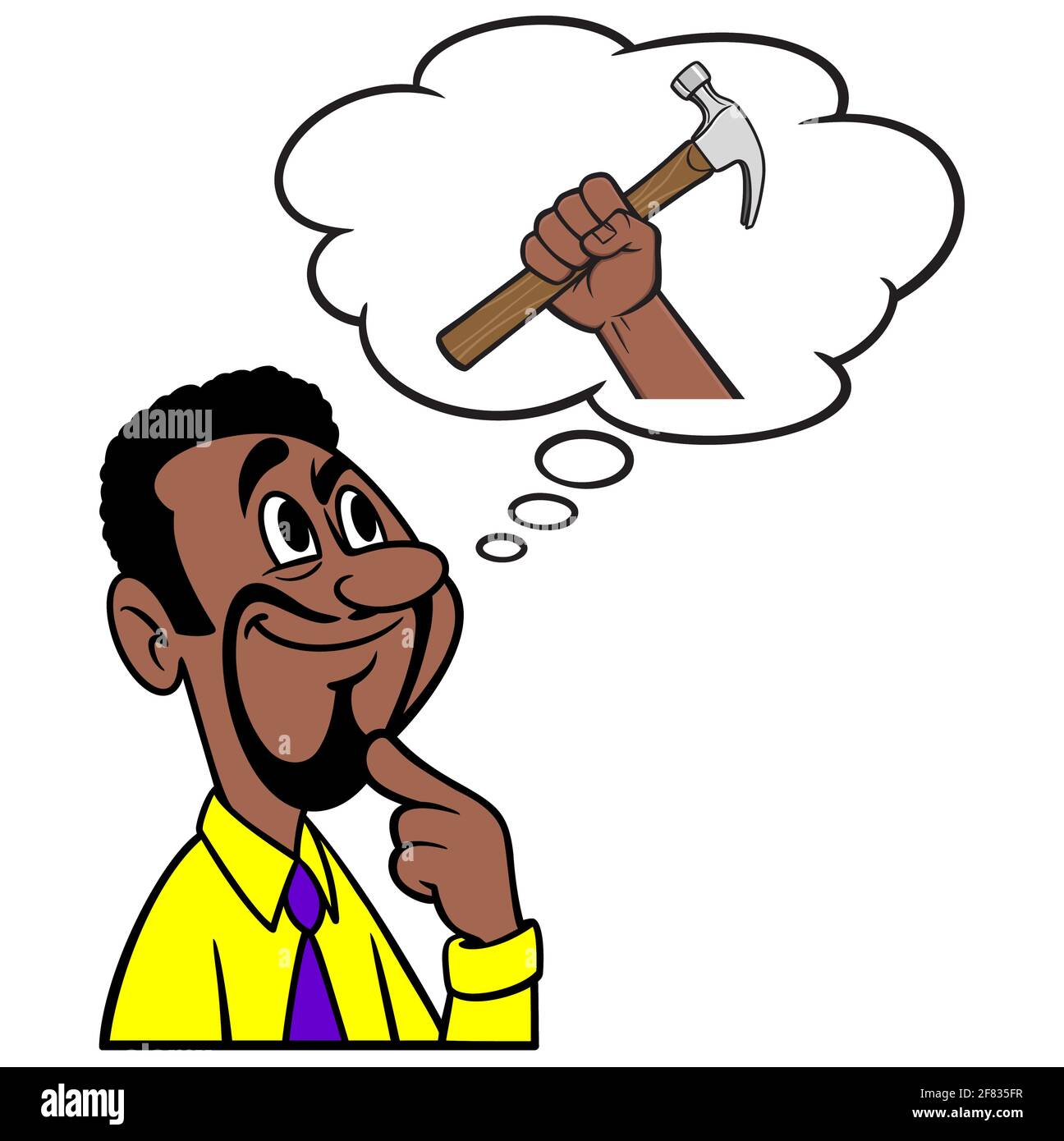 Man thinking about Construction - A cartoon illustration of a man ...