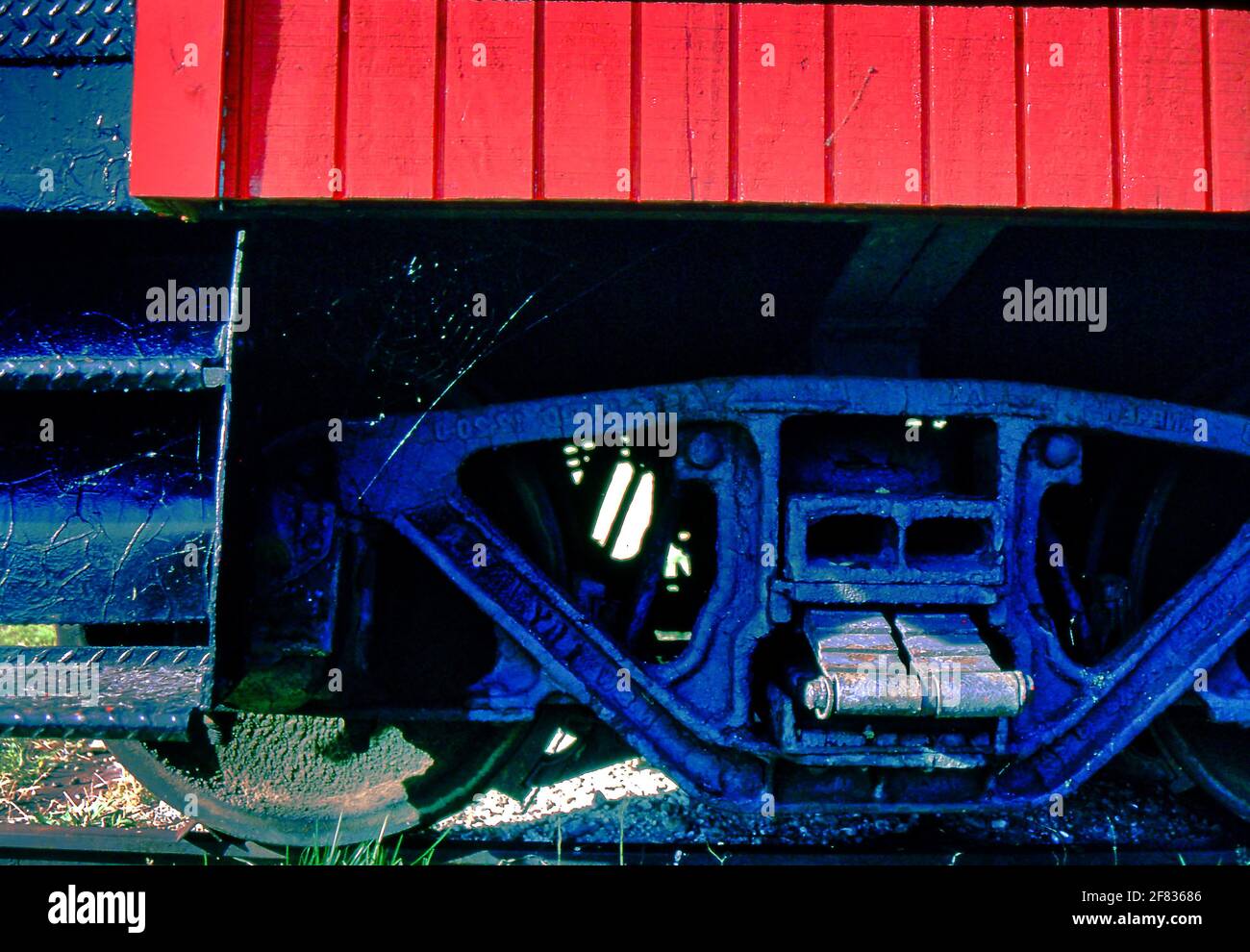 Undercarriage of a freight train on the sidings Stock Photo - Alamy
