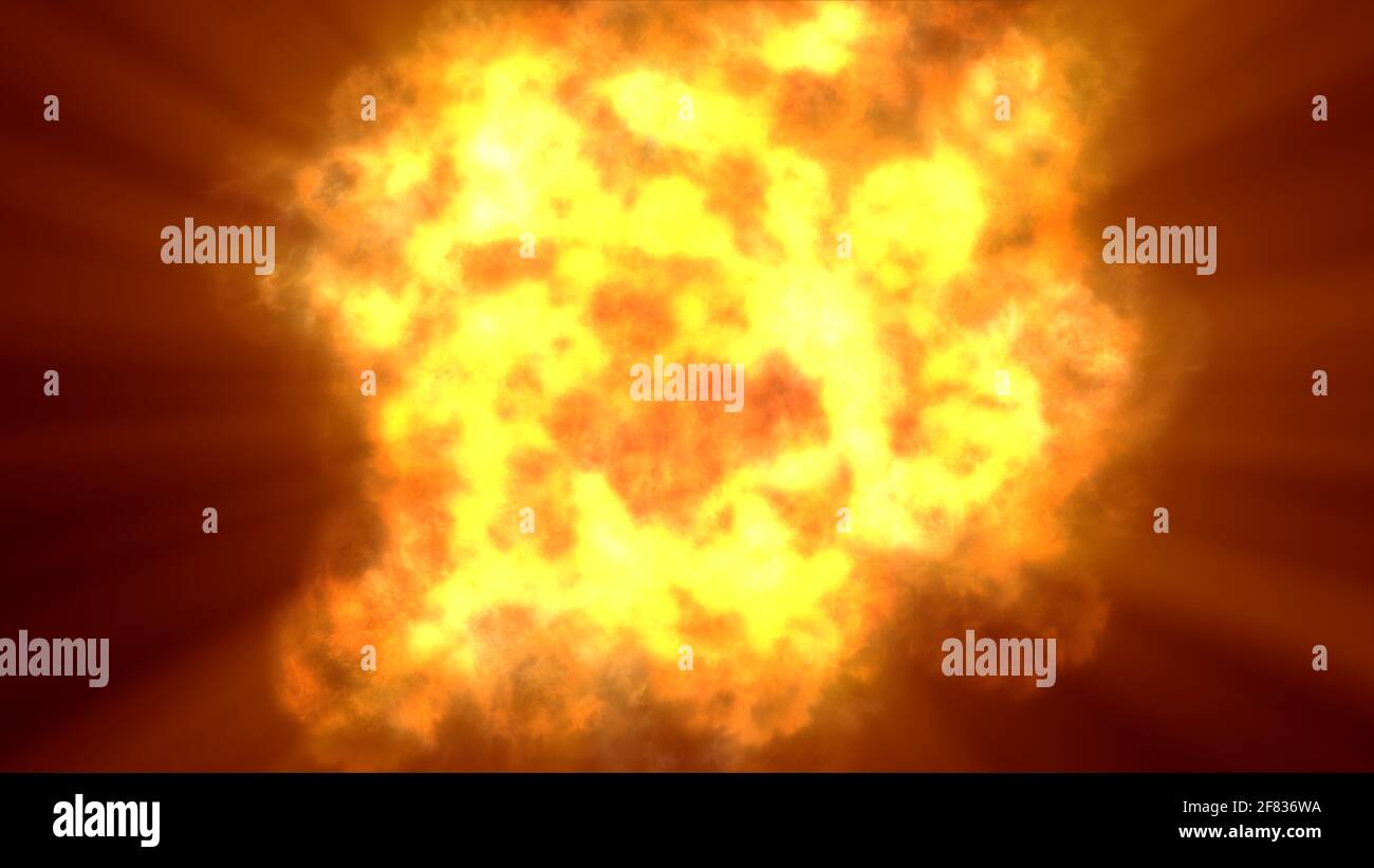 fire flame ball explosion in space, abstract illustration Stock Photo ...