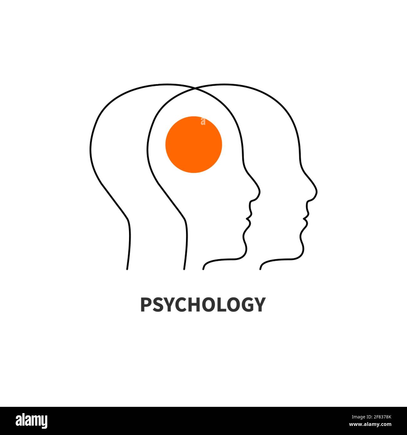 Psychology logo with two male profiles. Understanding icon. Abstract ...