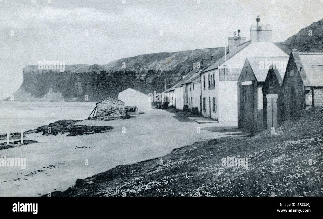 A historical view of the small coastal village of Old Saltburn ...