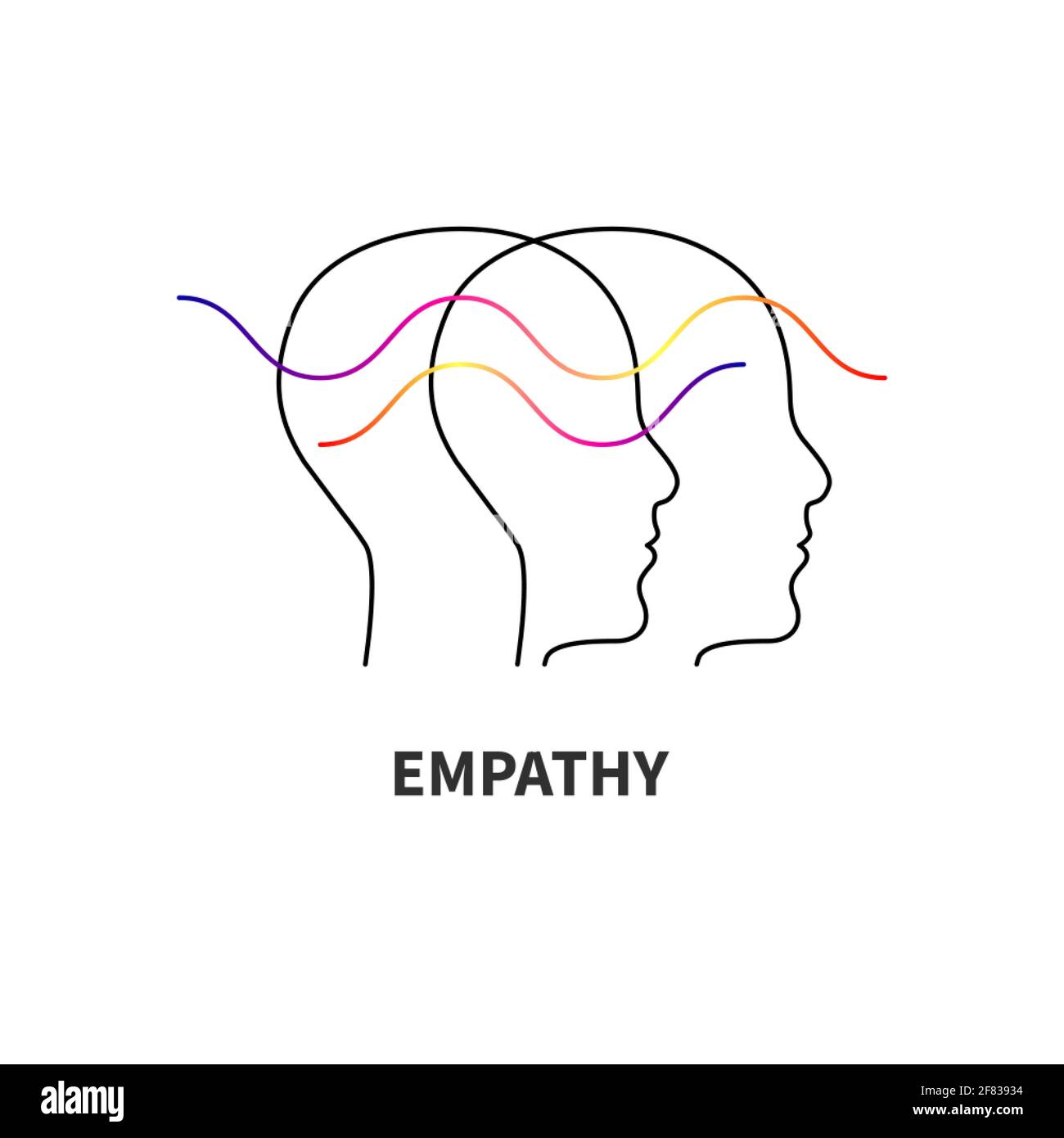 Psychology logo with two male profiles. Understanding icon. Abstract ...