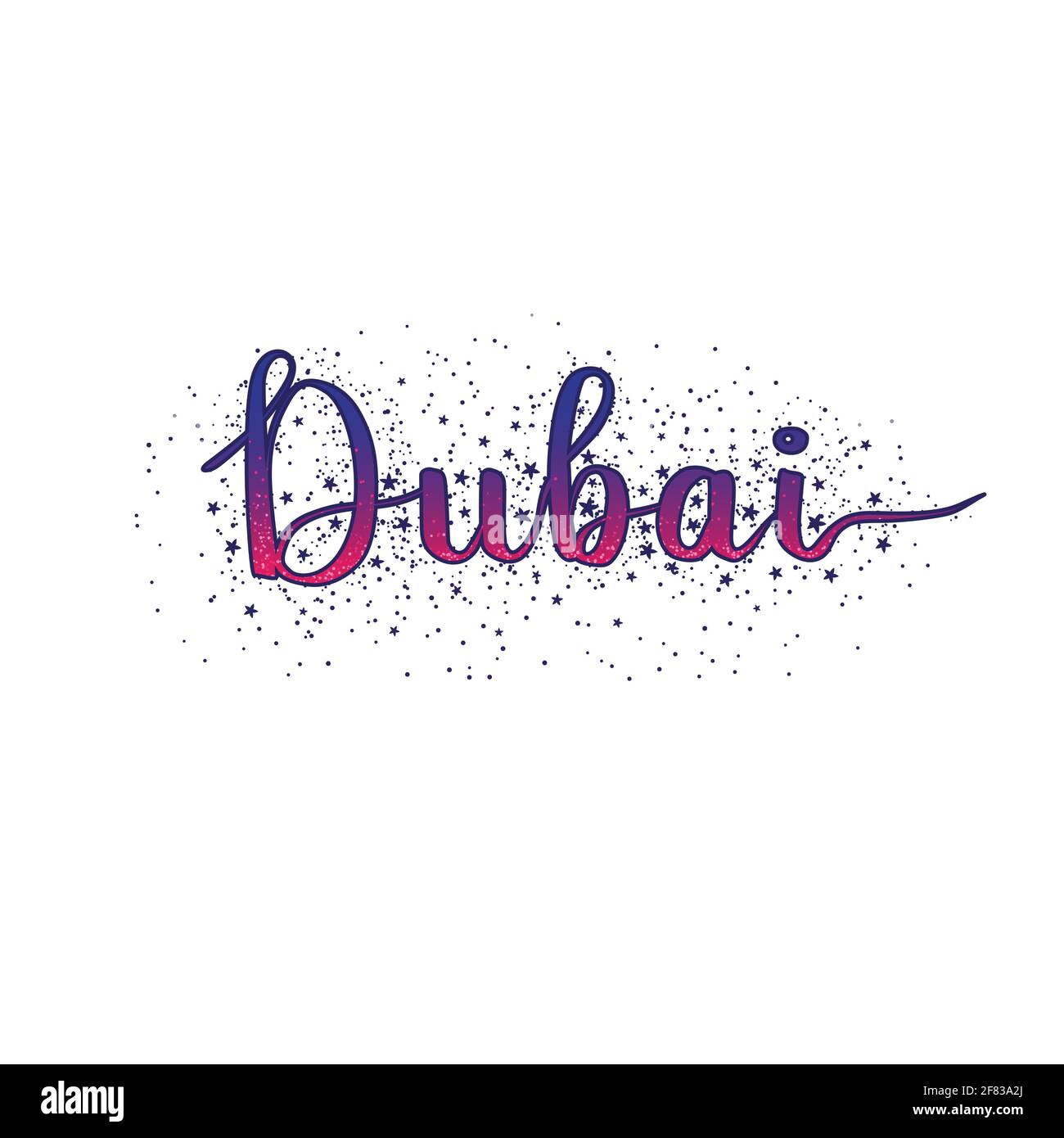 Dubai lettering sunset colors and stars vector illustration Stock ...