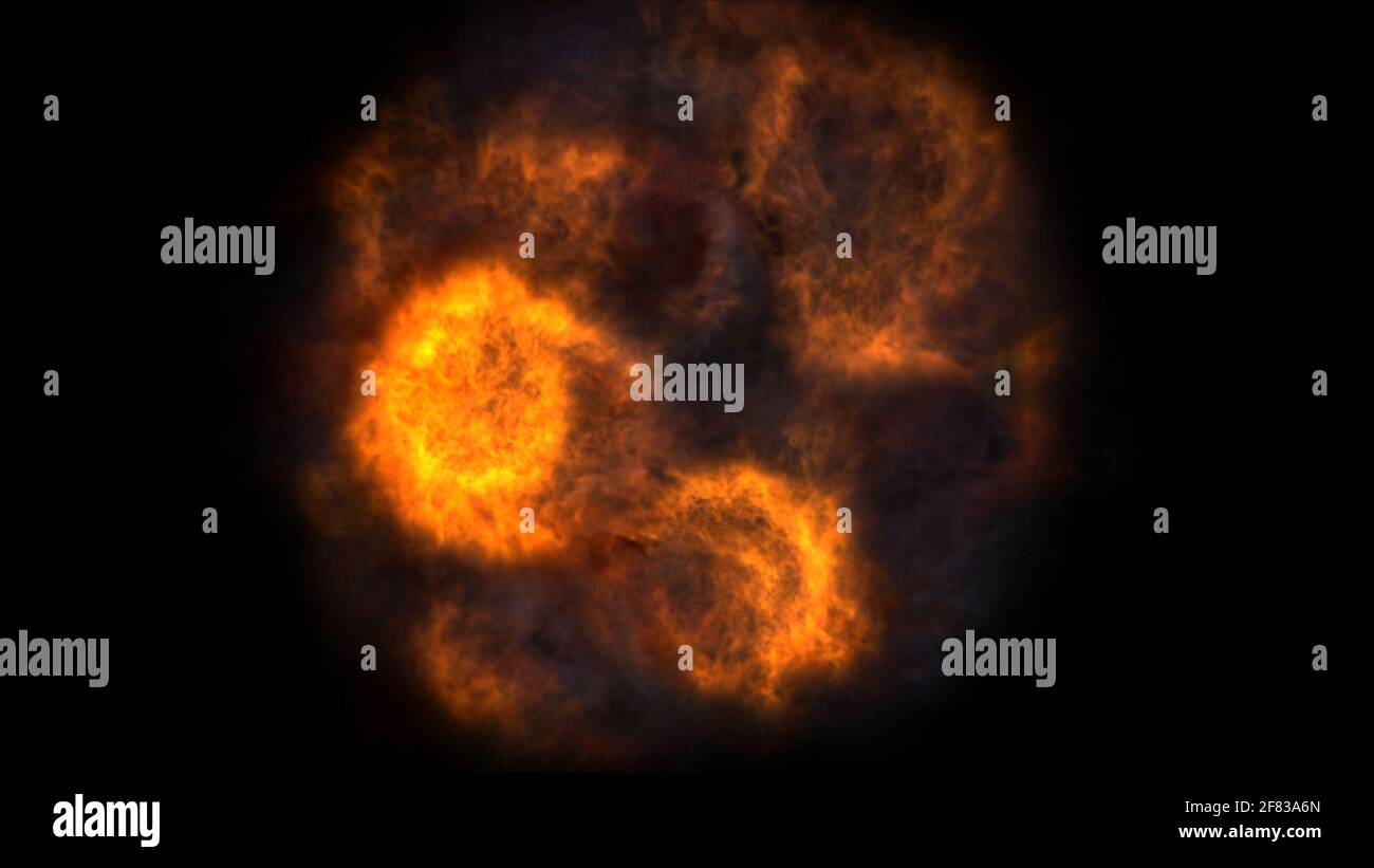 fire flame ball explosion in space, abstract illustration Stock Photo ...