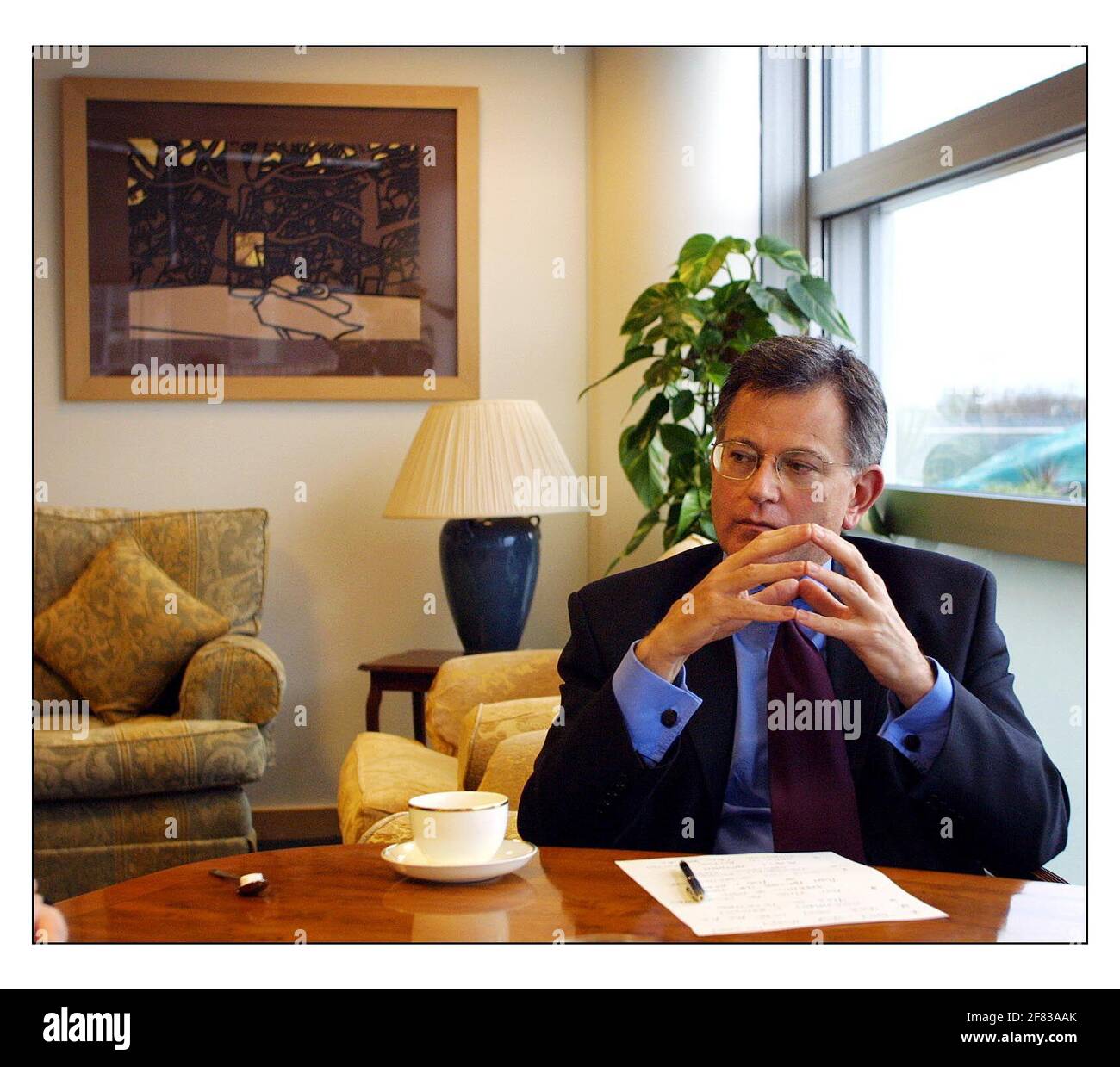 Stephen Byers in his office in London.pic david sandison 19/1/2002 ...
