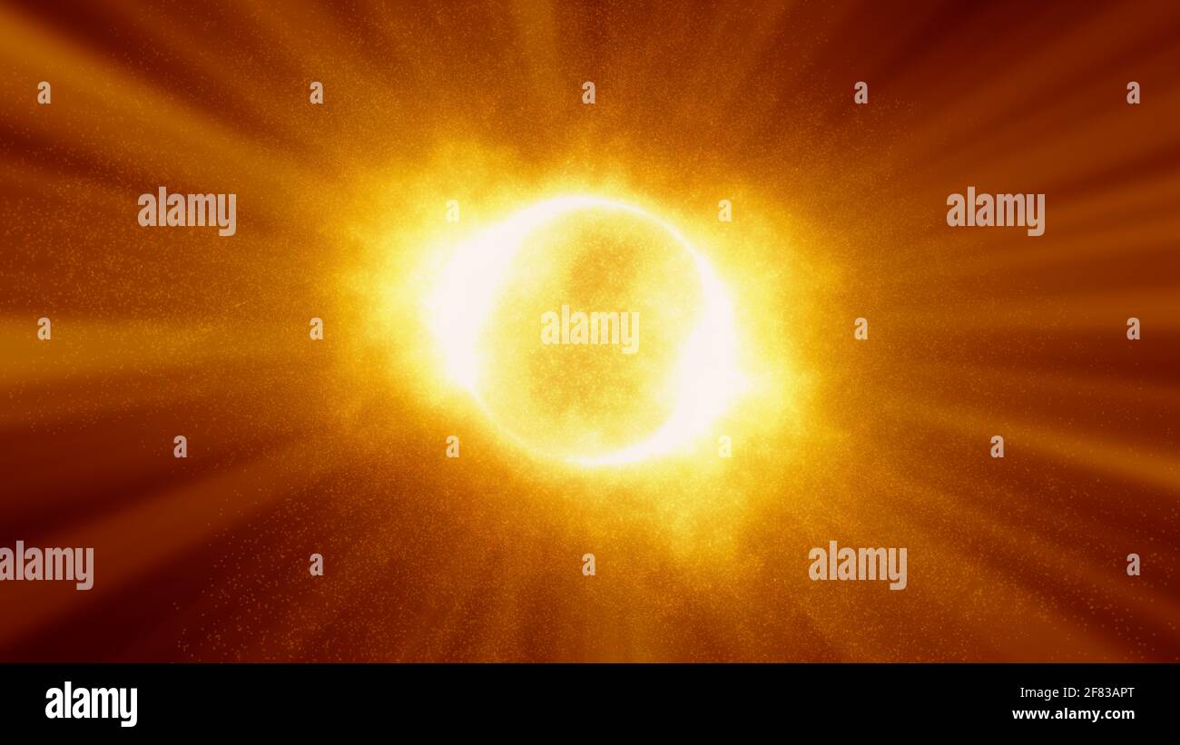 Abstract particles sun solar flare particles illustration 3d render ...