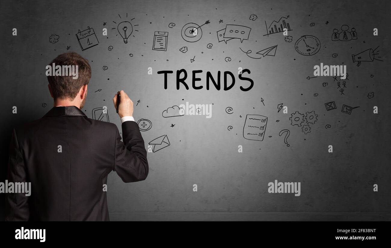 businessman drawing a creative idea sketch Stock Photo - Alamy