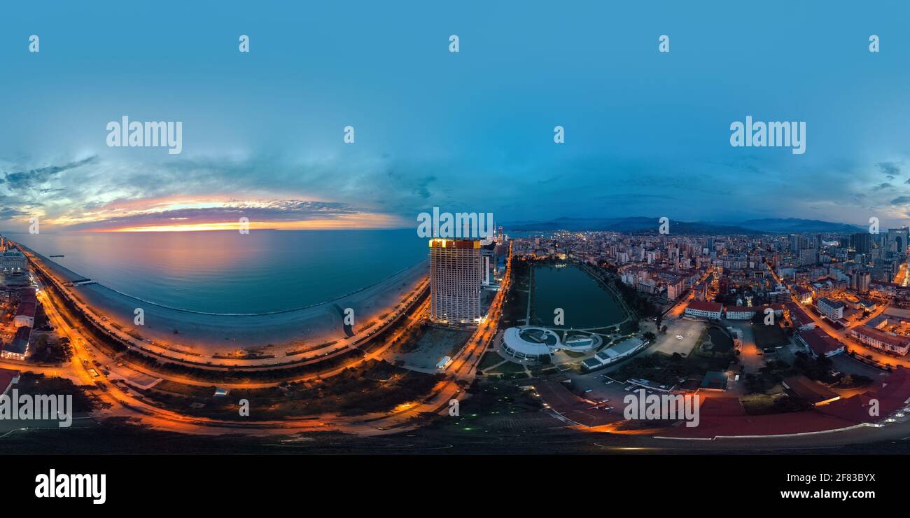 360 VR Panorama night city view from drone Stock Photo - Alamy
