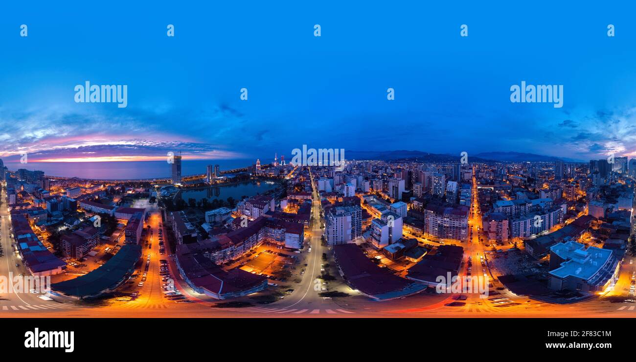 360 VR Panorama night city view from drone Stock Photo - Alamy