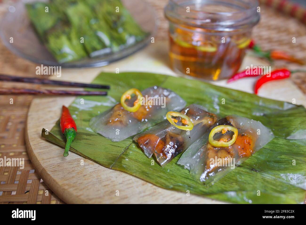 Bot Loc savory cake - Vietnamese tapioca dumplings steamed in banana ...