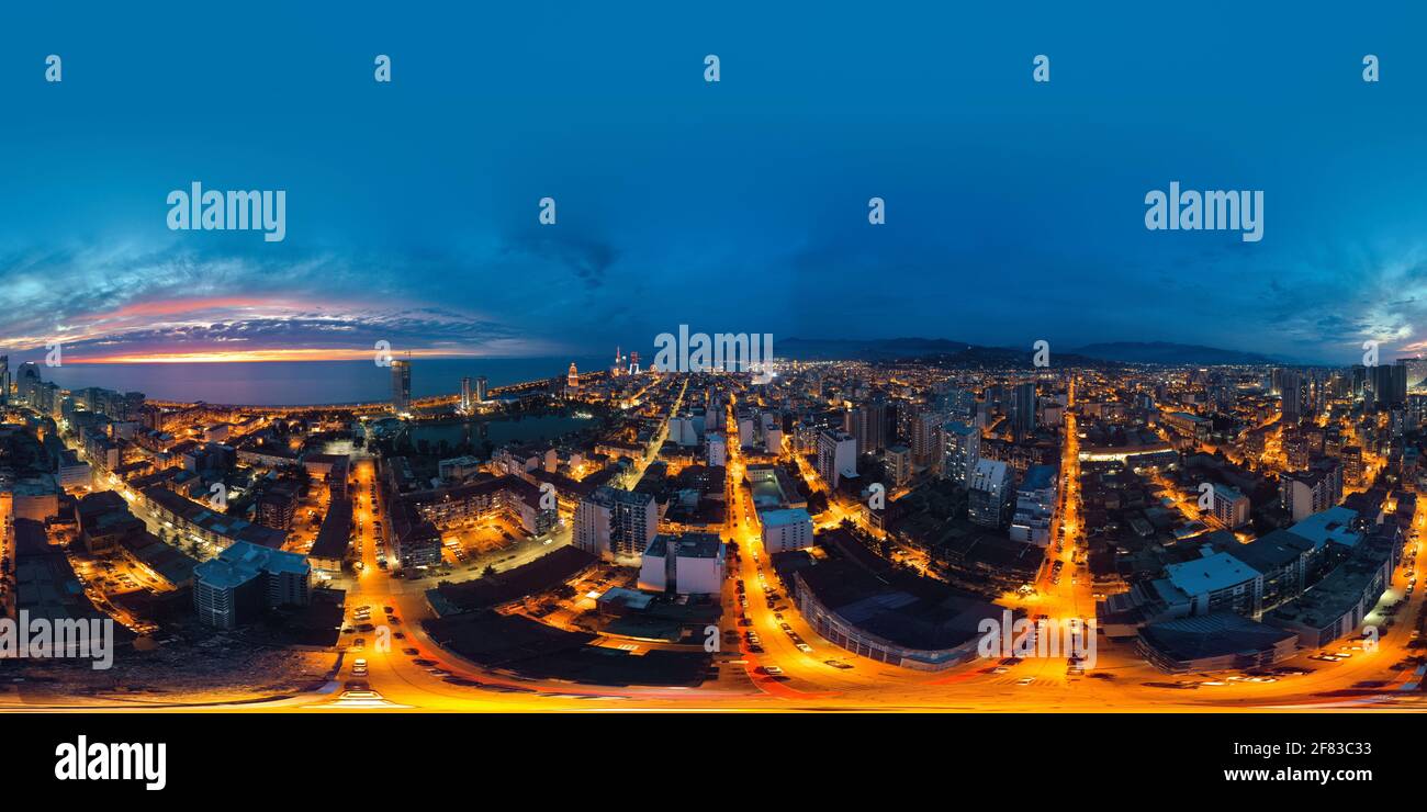 360 VR Panorama night city view from drone Stock Photo - Alamy