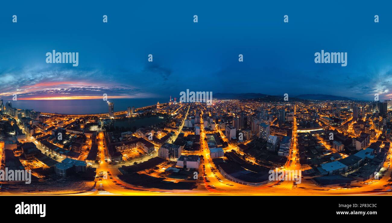 360 VR Panorama night city view from drone Stock Photo - Alamy