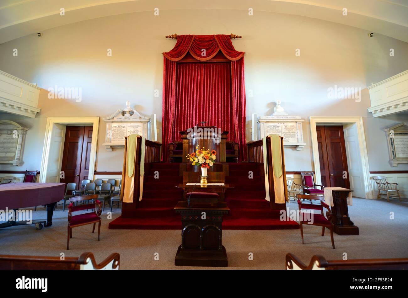 Altar of United First Parish Church. This church was built in 1828 in ...