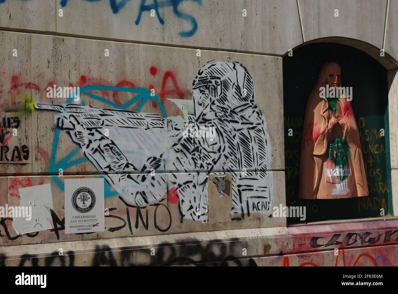Street protest art in Valdivia, Chile Stock Photo - Alamy