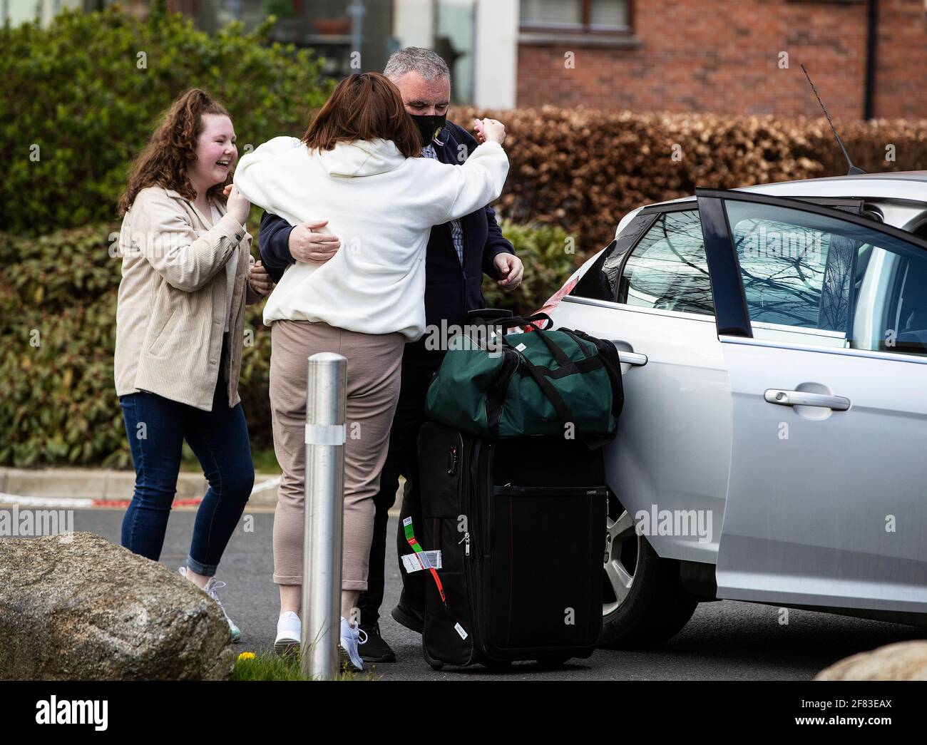 Derek Jennings, from Clondalkin, is greeted by his daughter Hannah ...